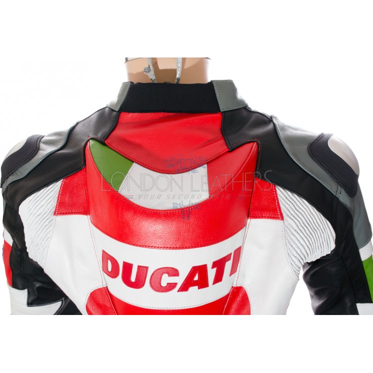 Ducati Corse Tri Colour Leather Motorcycle Jacket