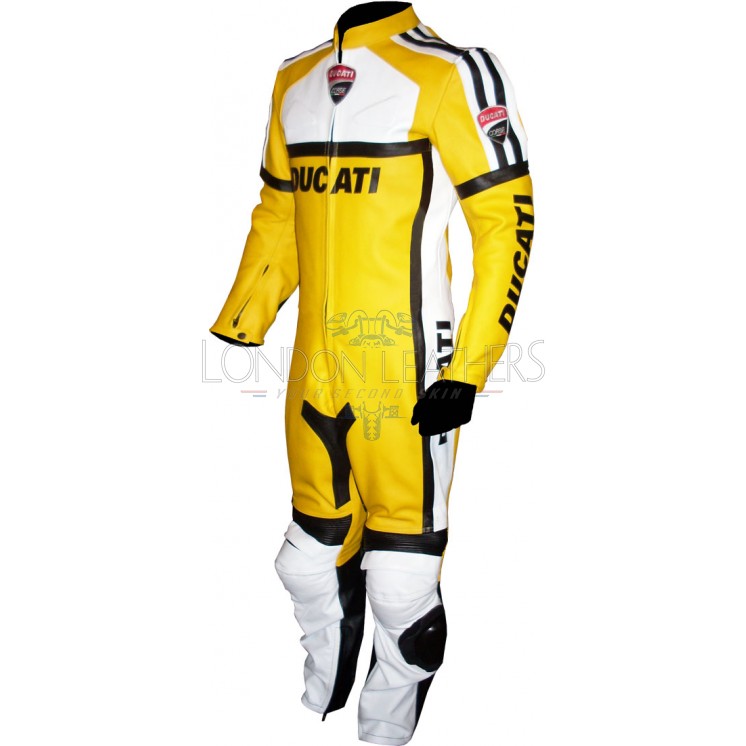 Ducati Corse Yellow Leather Motorcycle Suit