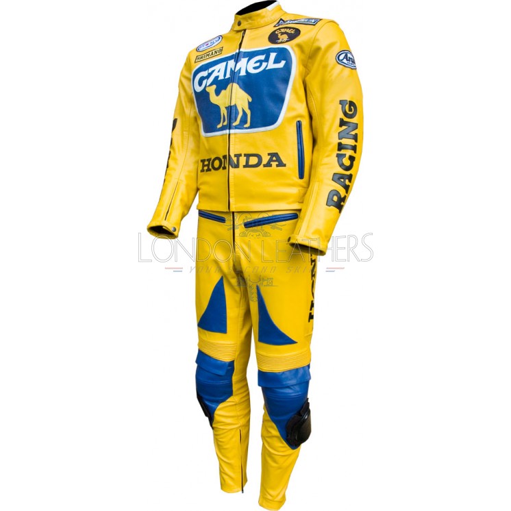 HONDA CAMEL Racing Yellow Biker Suit