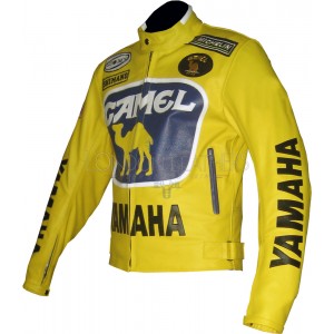 Camel Racing Yellow Leather Motorcycle Jacket