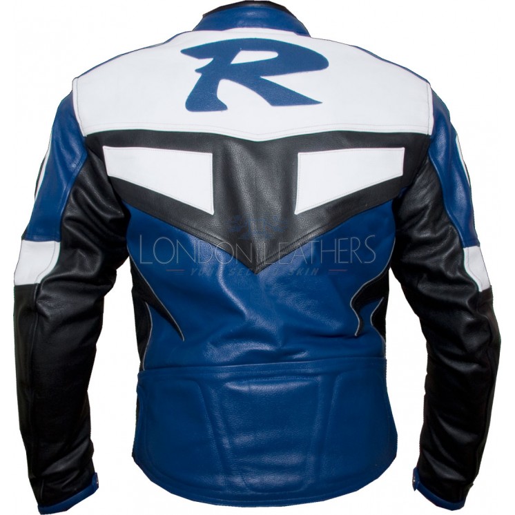 BIKER JACKETS : Yamaha Classic Blue Motorcycle Leather Jacket ...